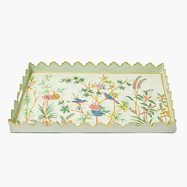 Green Chinoiserie Tole Tray