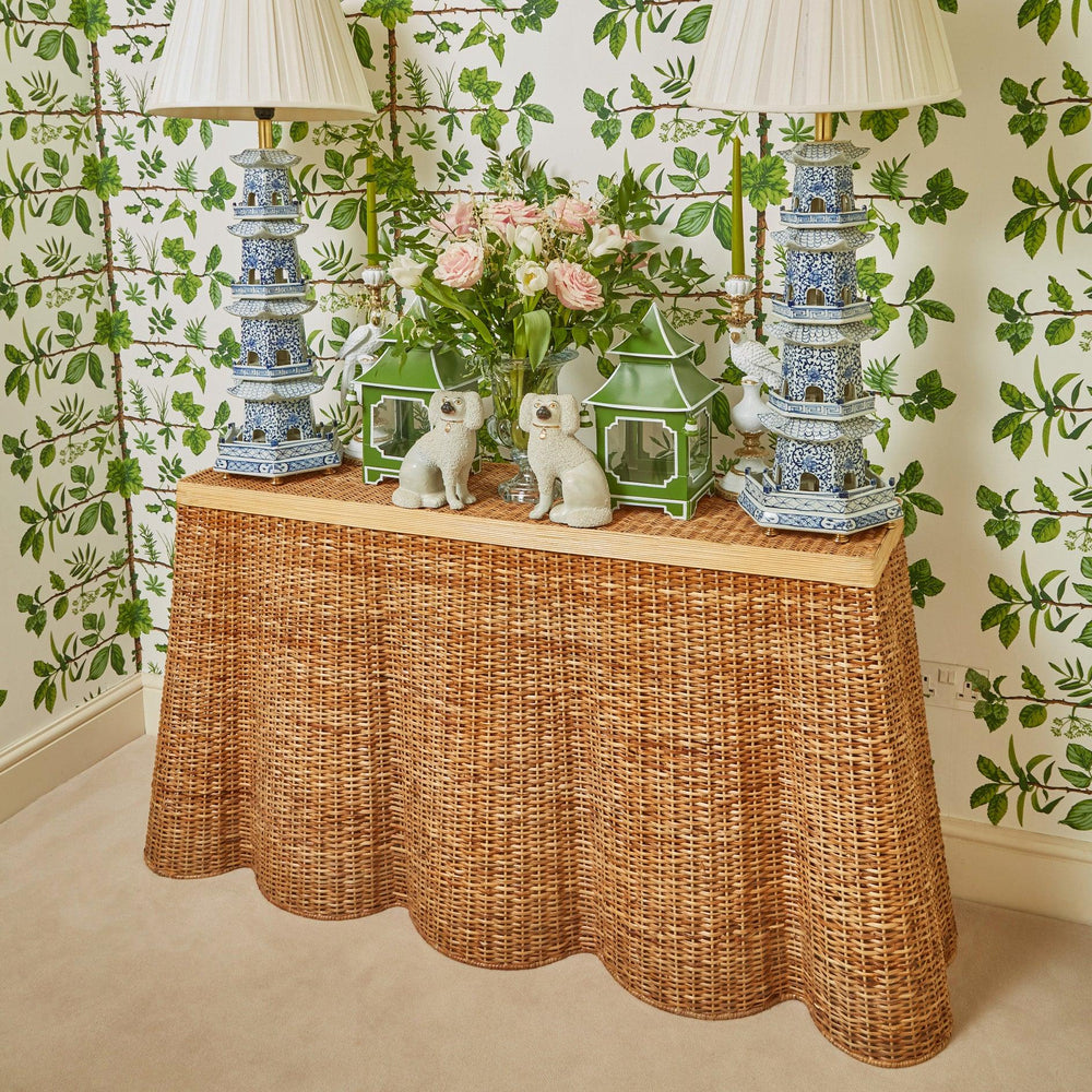 Vivienne Rattan Scalloped Console Table