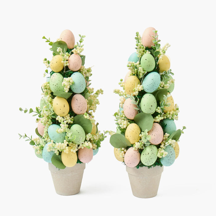 Potted Easter Egg Cone Tree (Pair)