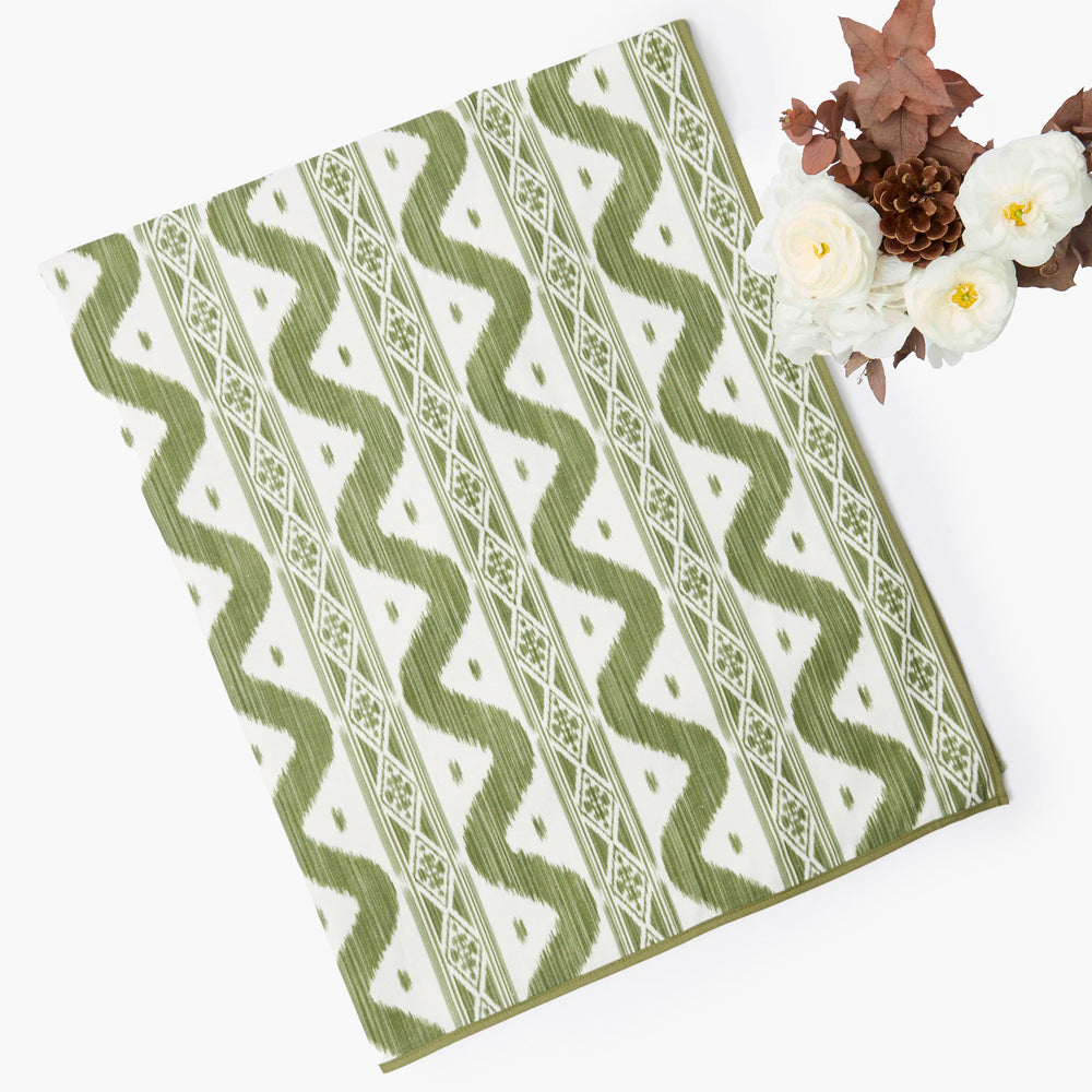Olive Green Ikat Tablecloth