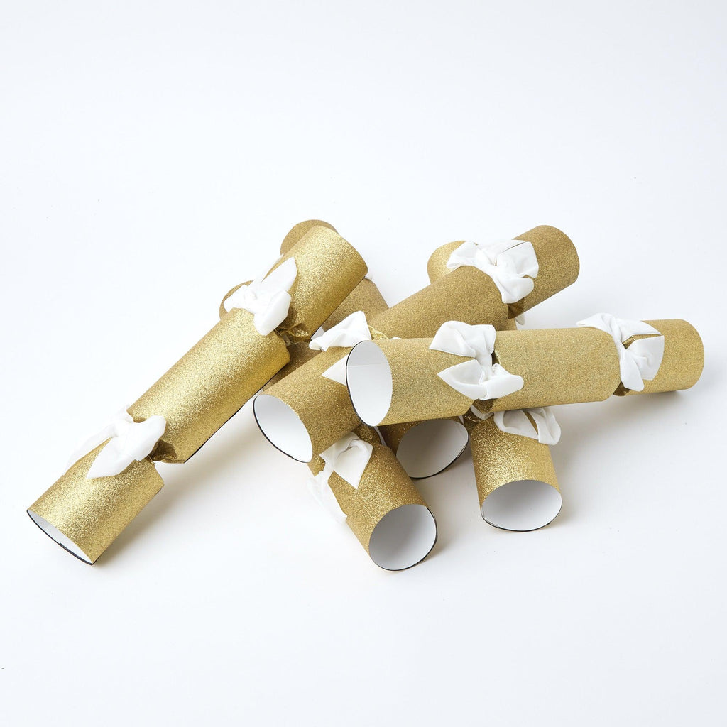 Gold Glitter Crackers with White Velvet Bows (Set of 6)– Mrs. Alice